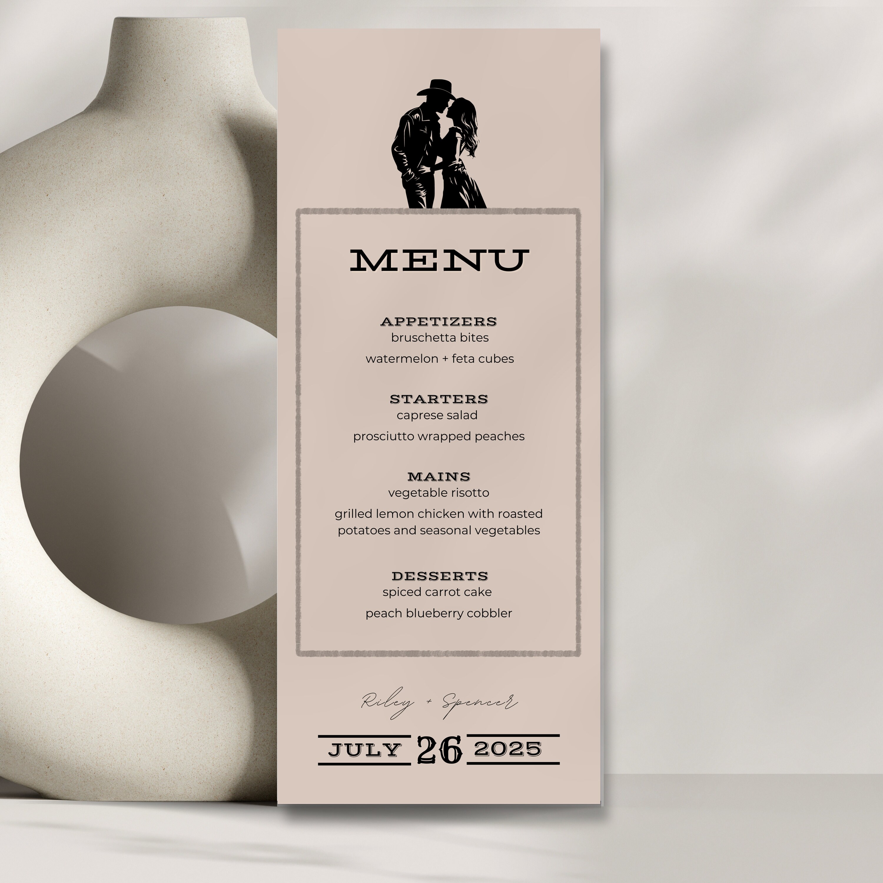 Western Wedding Menu Template, Instant Download Double-sided Wedding ...