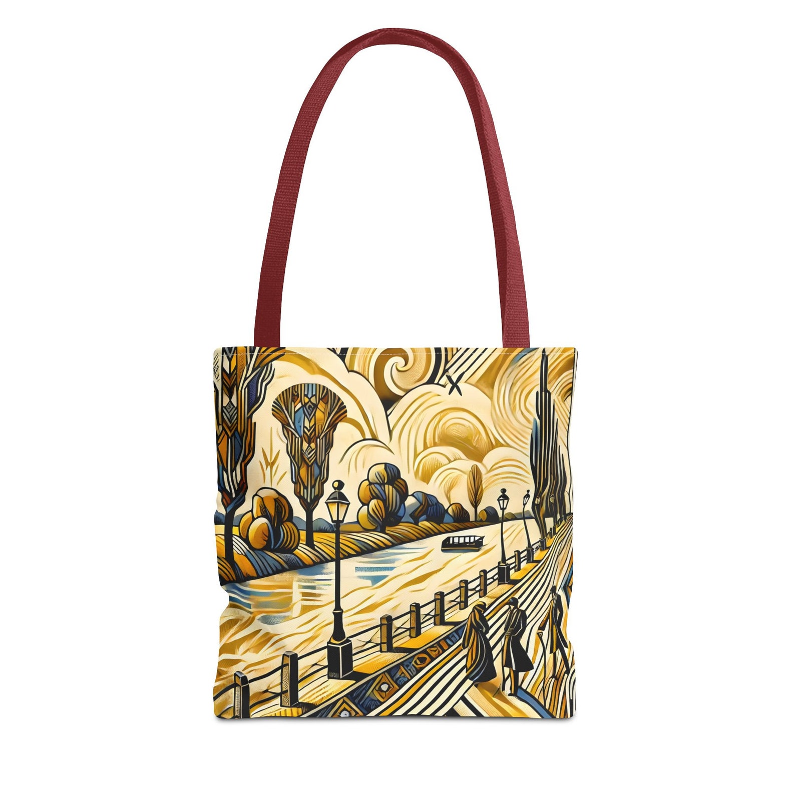 Van Gogh Inspired River Scene Tote Bag - Art Deco Design, Customizable ...