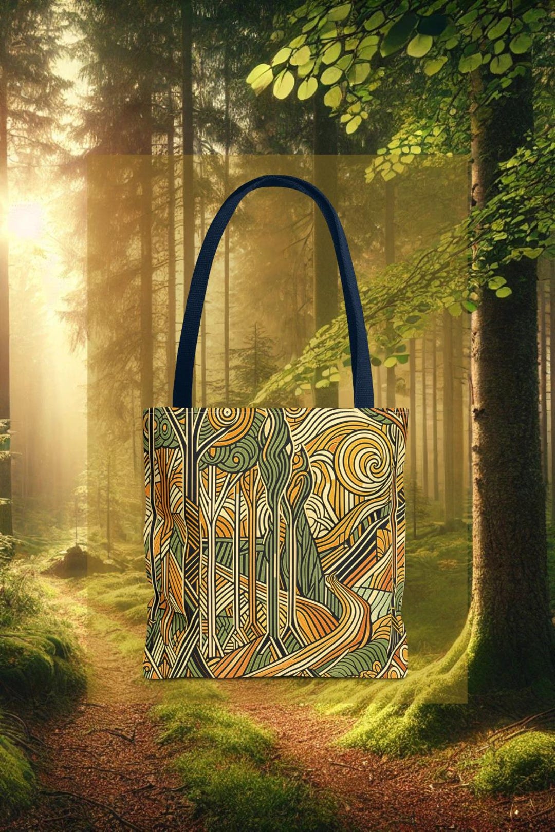 Van Gogh Inspired Art Deco Forest Tote Bag - Ladies Work Tote, Office ...