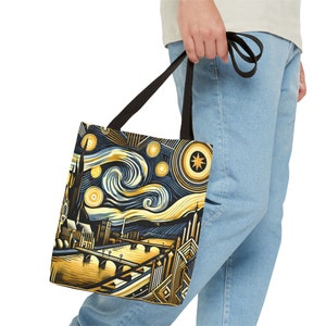 Van Gogh Inspired Starry Night Tote Bag - Art Deco Work Tote for Women ...