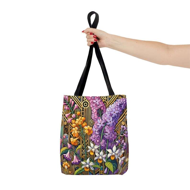 Art Deco Floral Lilacs Tote Bag - Van Gogh Inspired Design, Large Tote ...