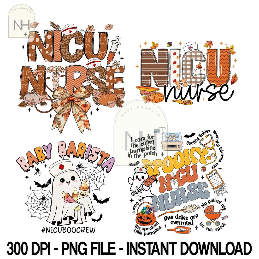 Fall NICU Nurse Png Bundle, Nurse Halloween Bundle, Nursing Png, Cute ...