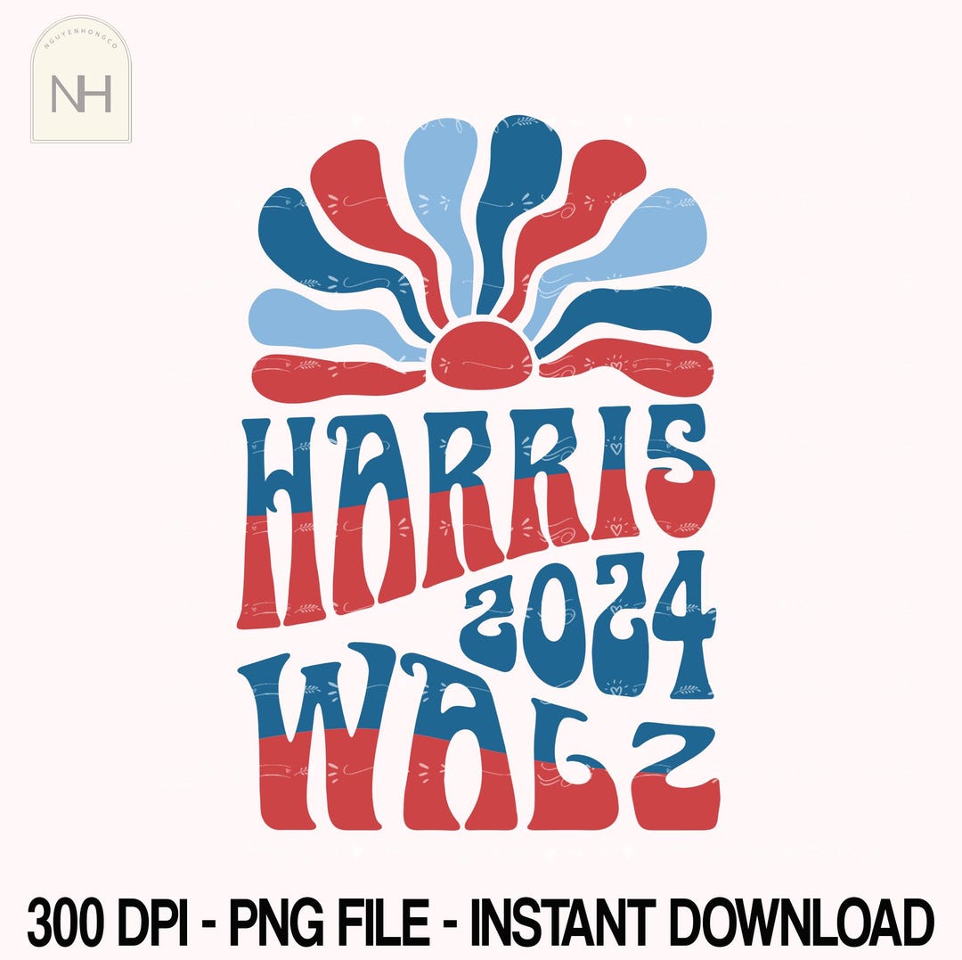 Harris Walz 2024 Png, Boho Aesthetic Retro T Election 2024 Png, Kamala ...