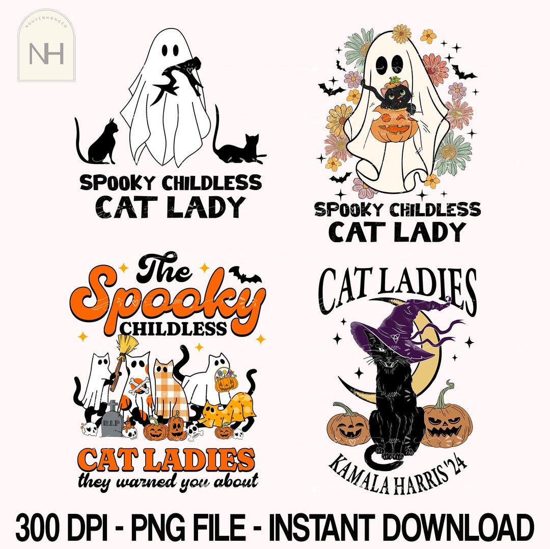 Cat Ghost Kamala Harris 24 Halloween Png, Kamala Harris Halloween File ...