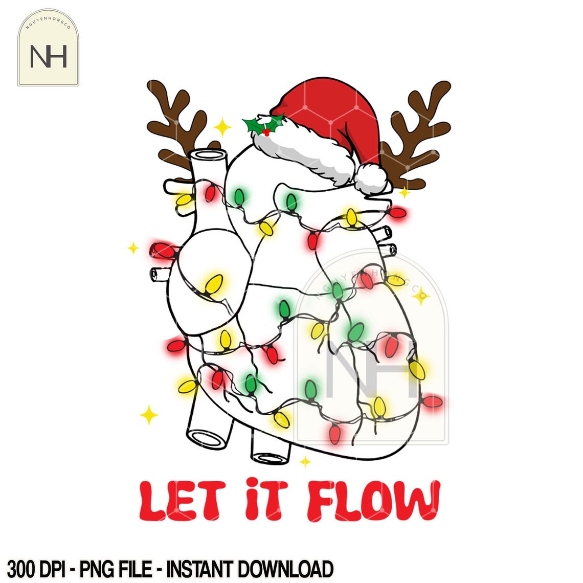 Christmas Cardiac Png Let It Flow Heart Anatomy Christmas Png ...