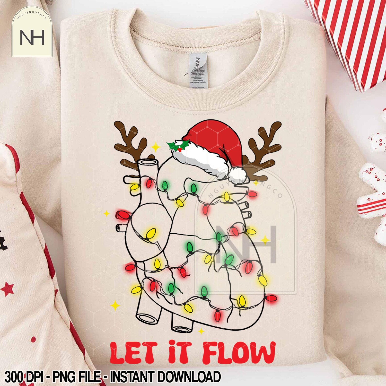 Christmas Cardiac Png Let It Flow Heart Anatomy Christmas Png ...