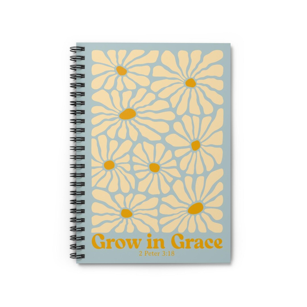 Grow in Grace, Christian Notebook, Boho Christian Gift, Wildflower ...