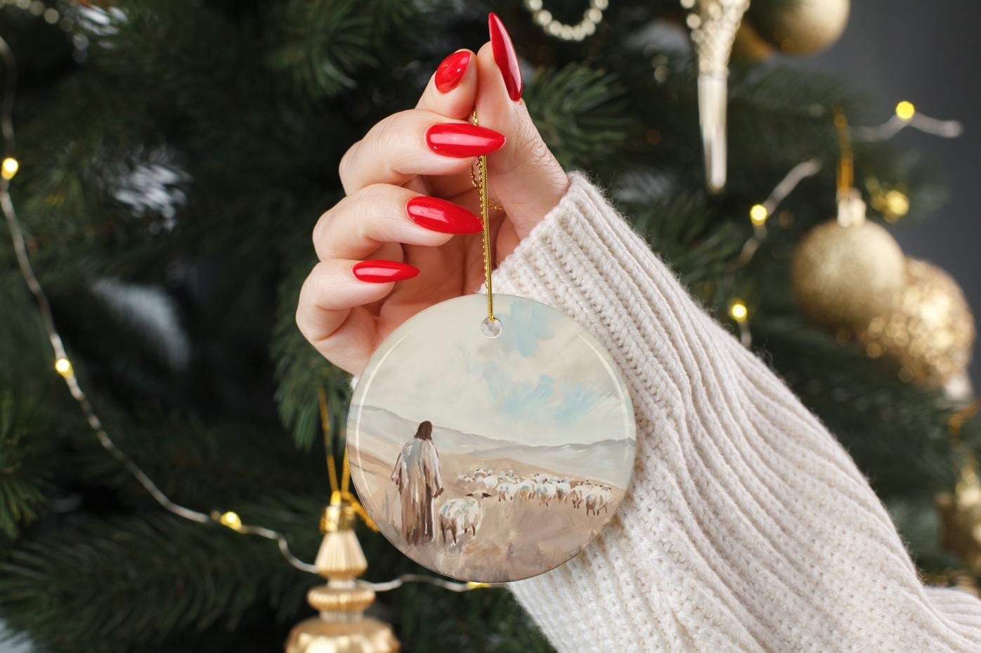 Religious Christmas Ornament, Good Shepherd Jesus Christmas Ornament ...