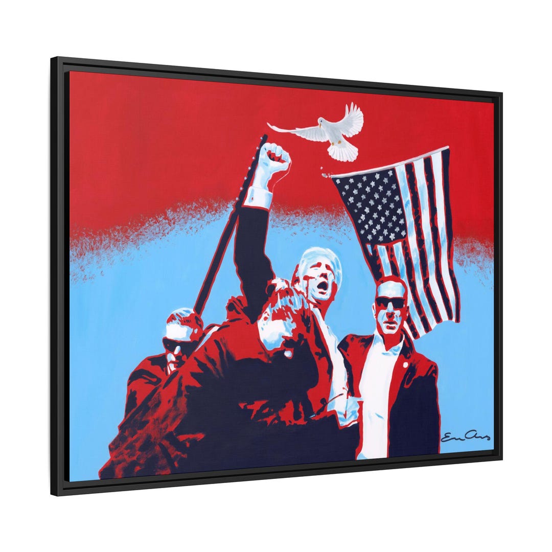 Trump Wall Art Bulletproof Trump Large Framed Canvas Print Patriotic ...