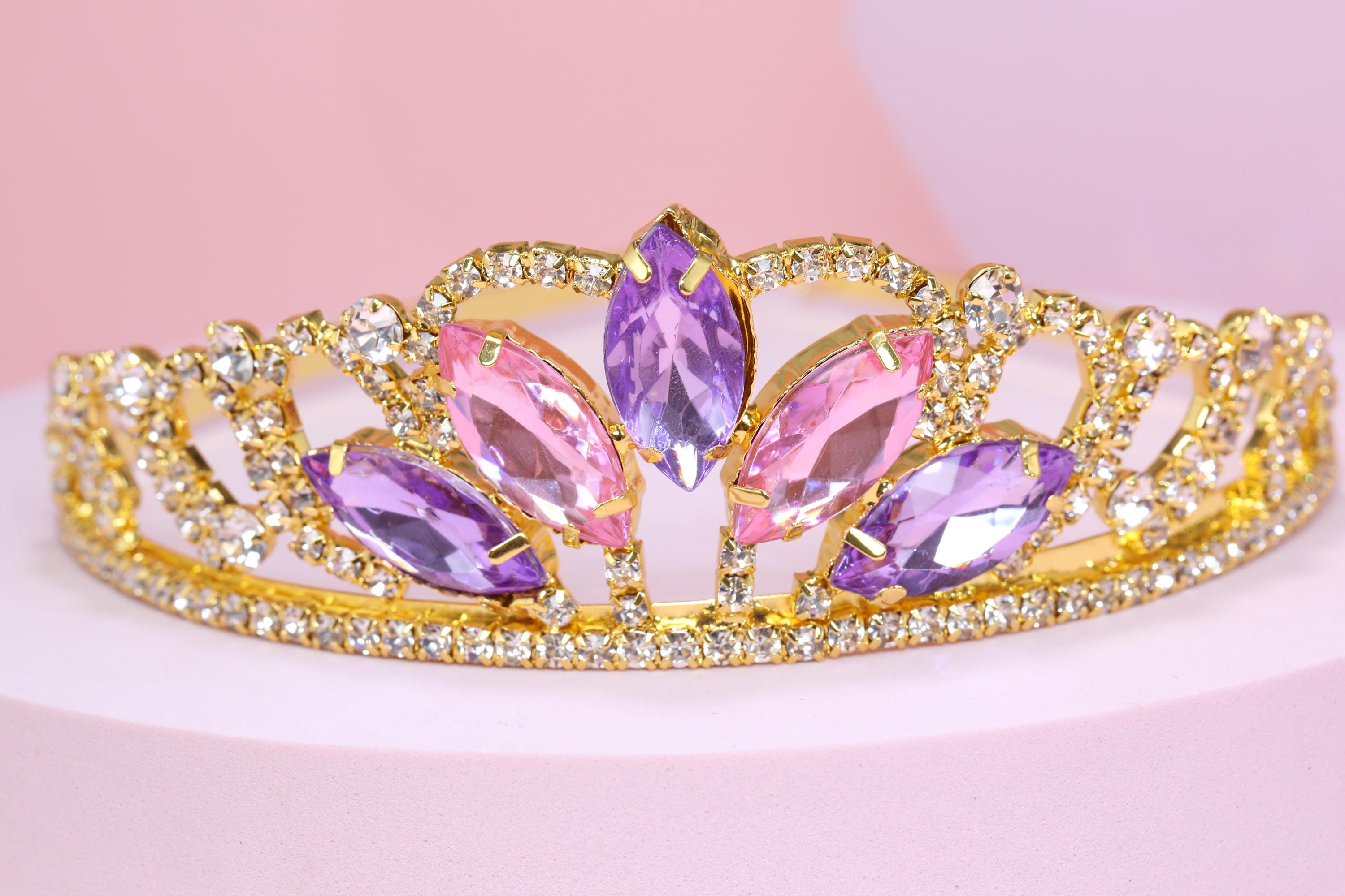 Pink&purple Crystal Rapunzel Tiara Tangled Fans Sparkle Gold Crown ...