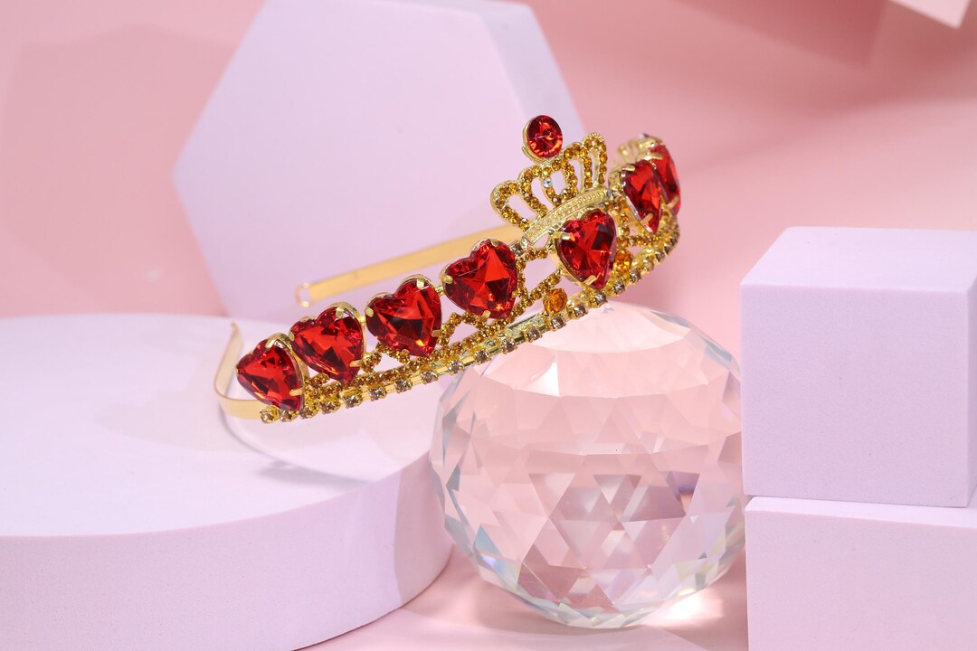 Evie Crown Descendants &necklace Set Gold Tiara Red Heart Halloween ...