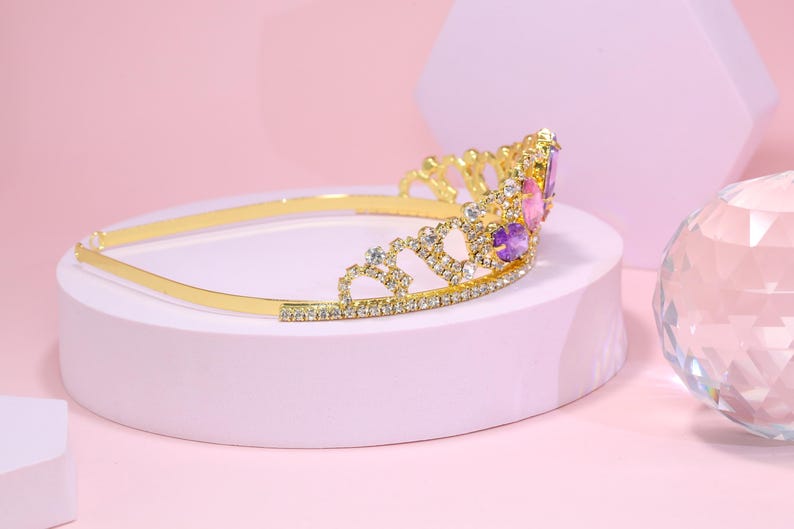 Pink&purple Crystal Rapunzel Tiara Tangled Fans Sparkle Gold Crown ...