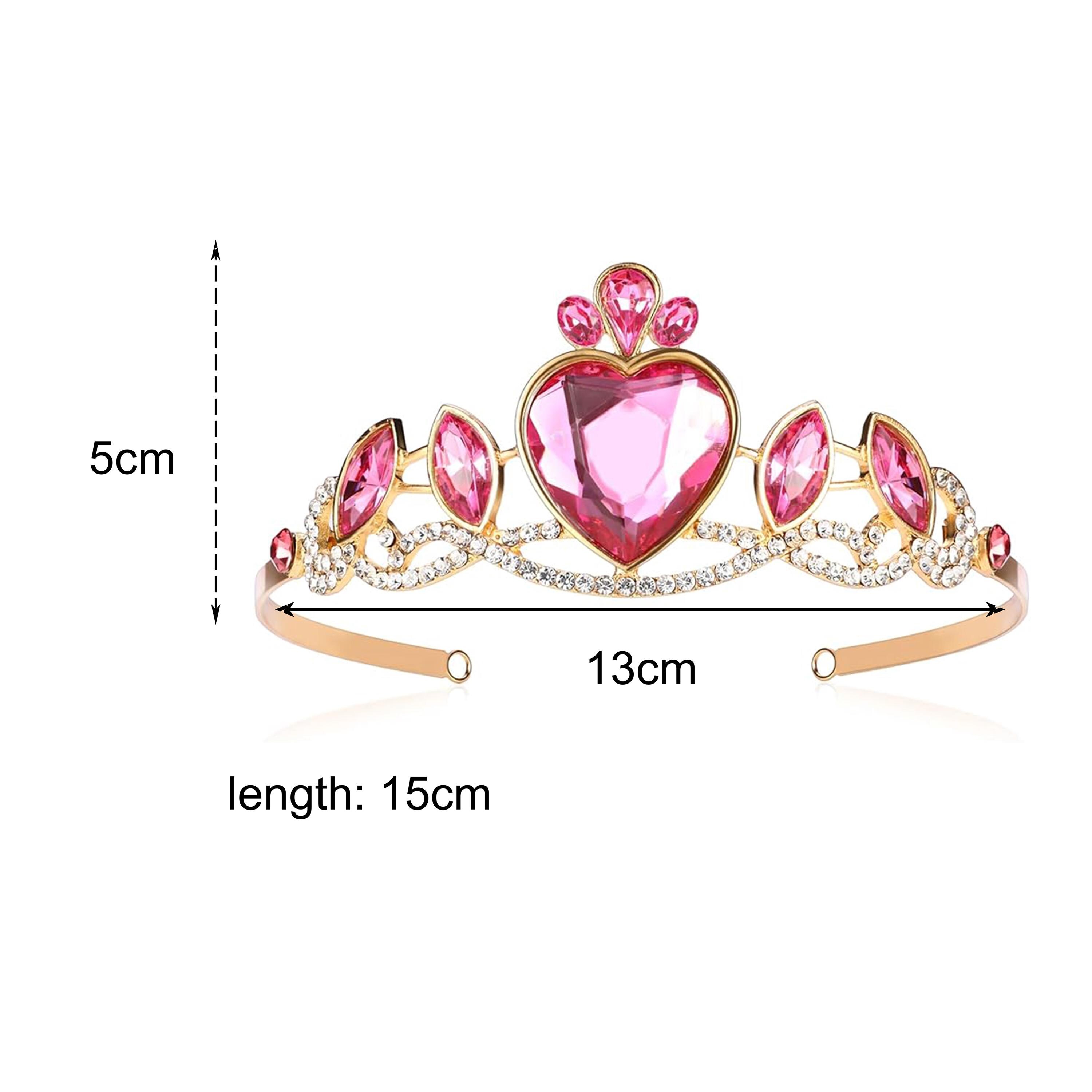 Pink Peach Heart Princess Tiara for Girls Kids Acrylic Diamond Crown ...