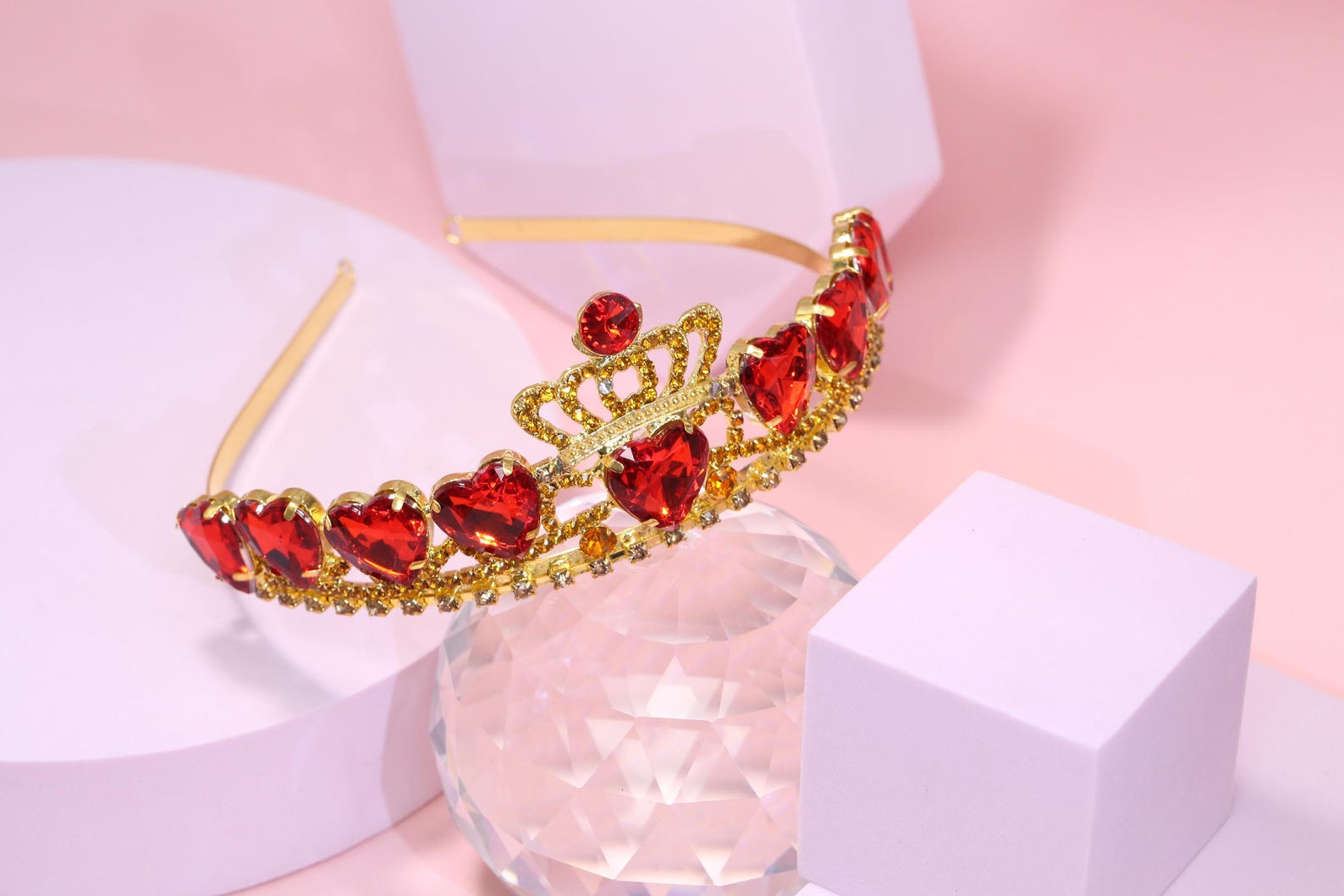 Evie Crown Descendants &necklace Set Gold Tiara Red Heart Halloween ...