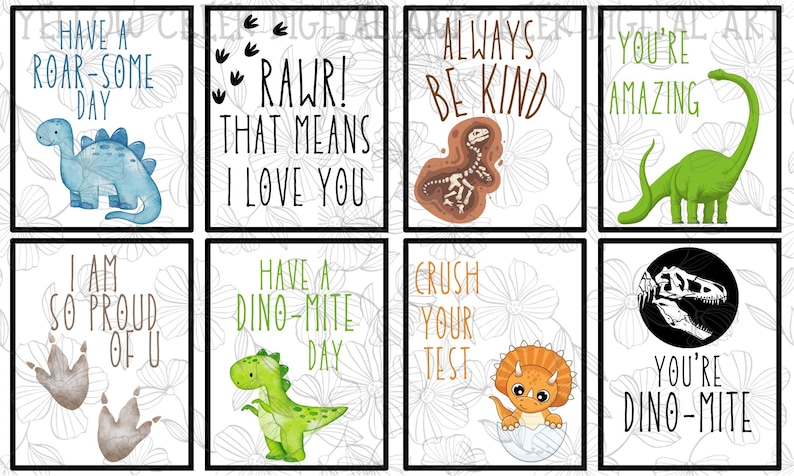 Printable Lunch Box Notes - Digital Download Only - Dinosaur Themed ...