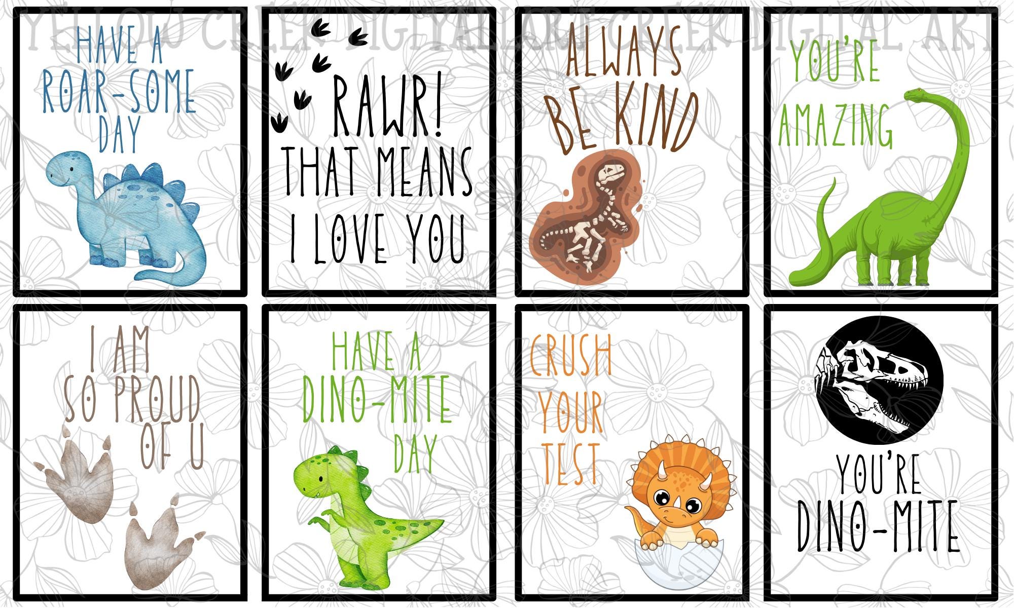 Printable Lunch Box Notes - Digital Download Only - Dinosaur Themed ...