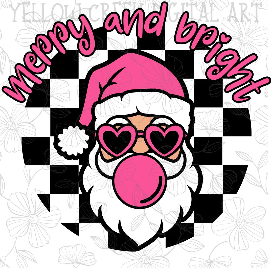 Merry and Bright Cute Girly Santa PNG - Digital Download Only - Santa ...
