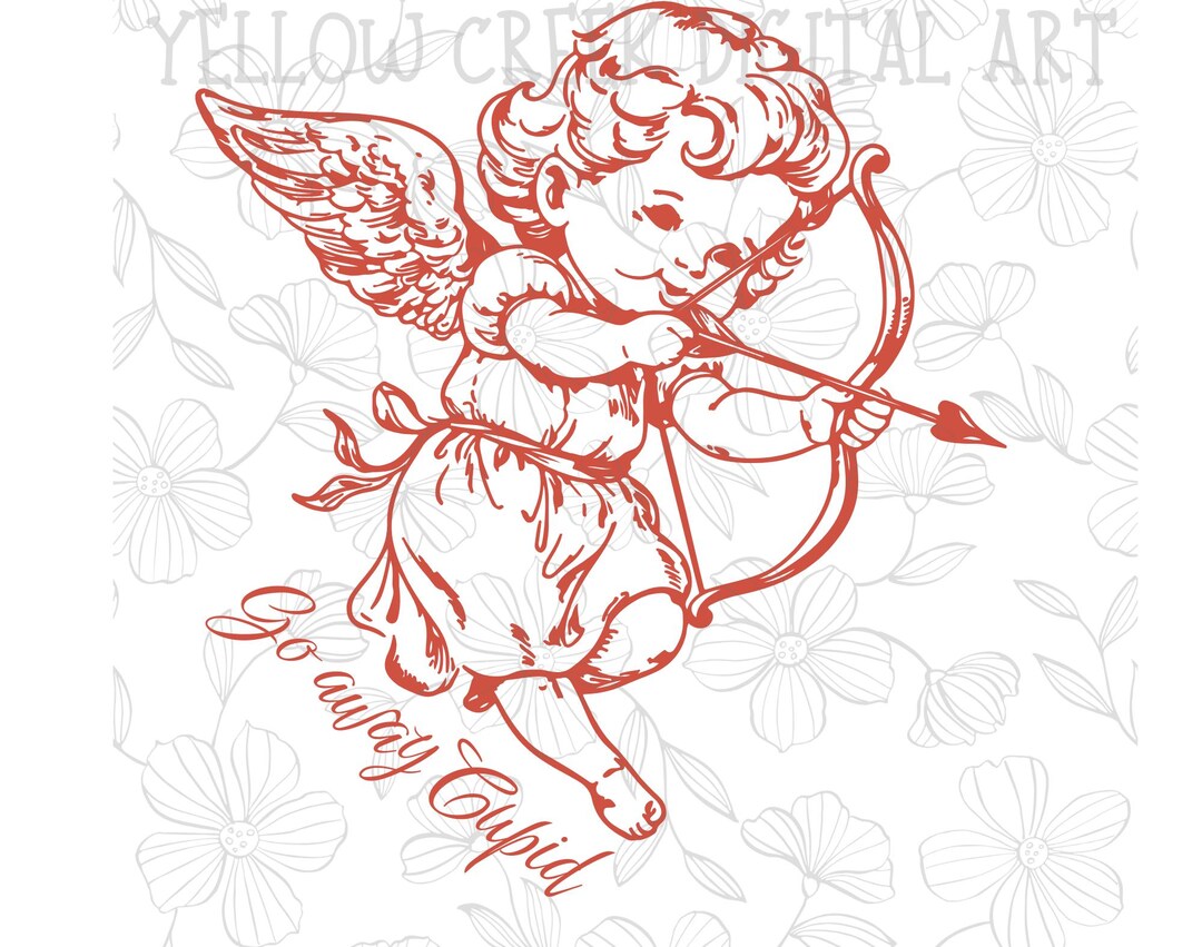 Go Away Cupid PNG - Digital Download Only - Vintage Retro Cherub ...