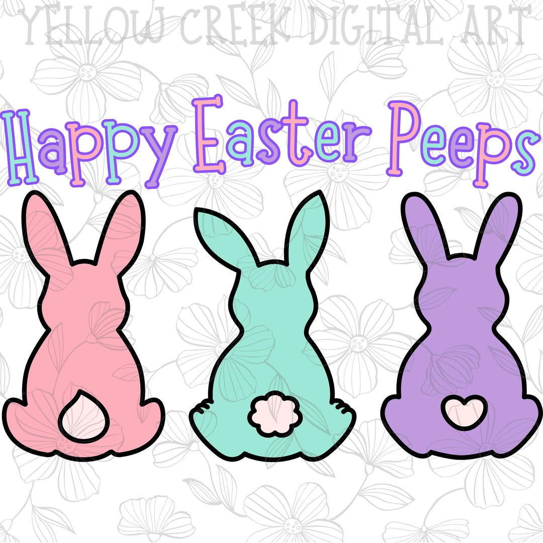 Happy Easter Peeps PNG - Digital Download Only - Cute Pastel Bunny ...