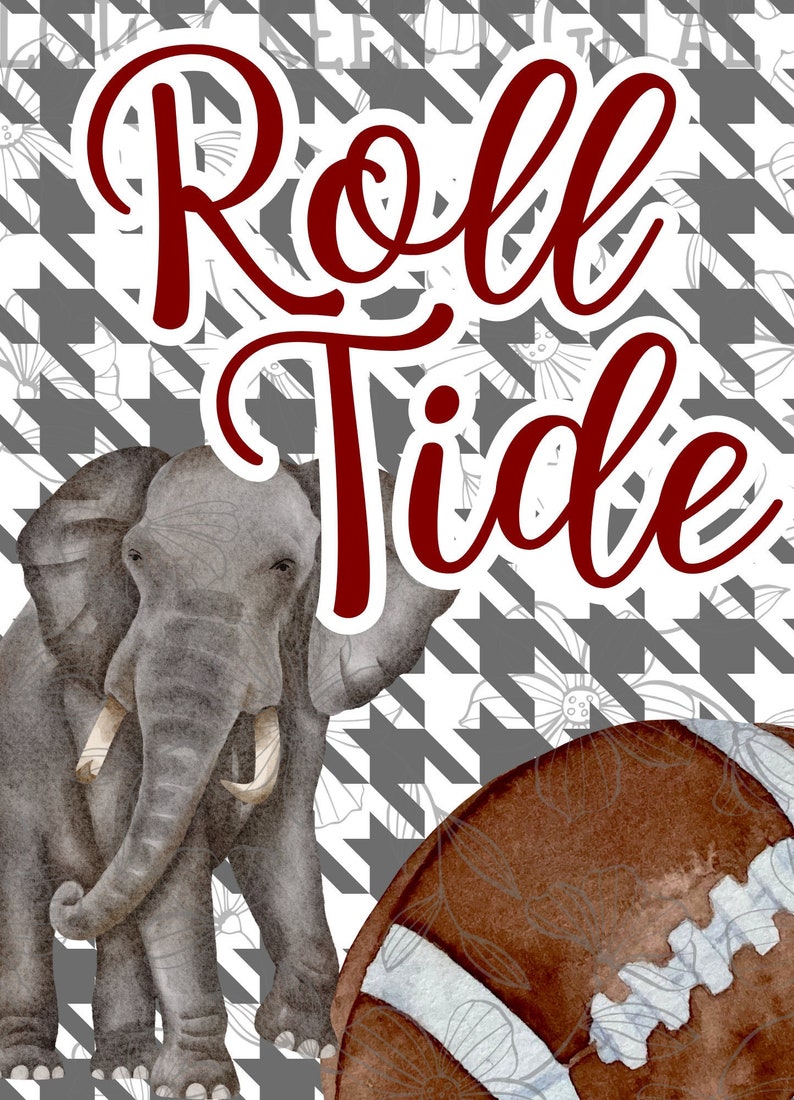 Roll Tide Garden Flag Template PNG - Digital Download Only - Houndstooth Elephant Football ...