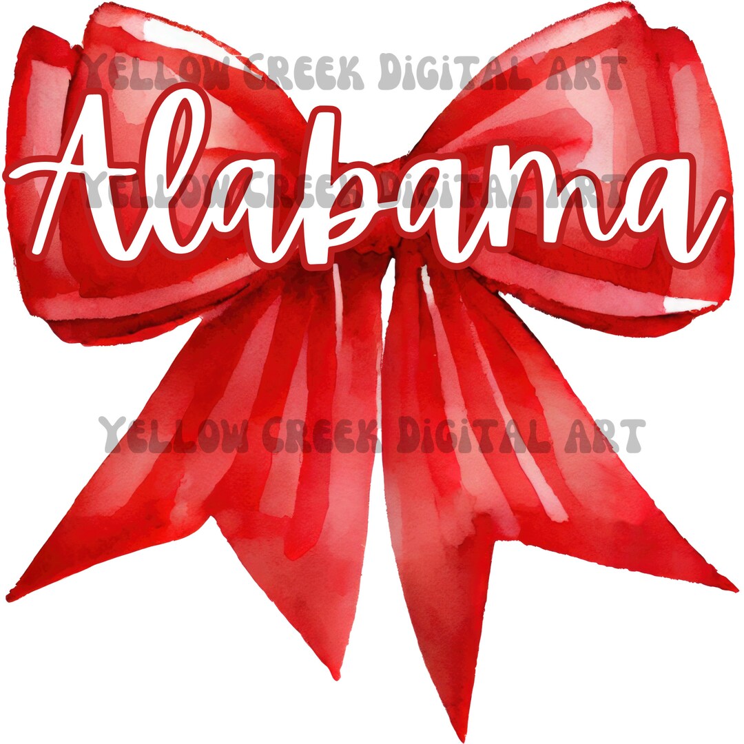 Alabama Coquette Preppy Red Bow PNG Digital Download Only - Cute Girly ...