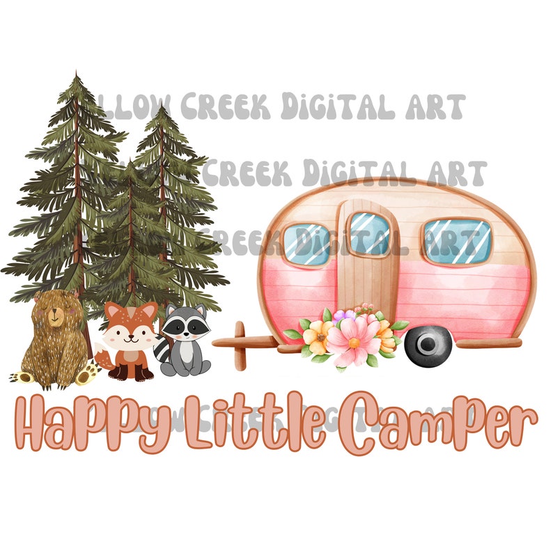 Happy Little Camper Girly Camping PNG Digital Download Only - DTF ...