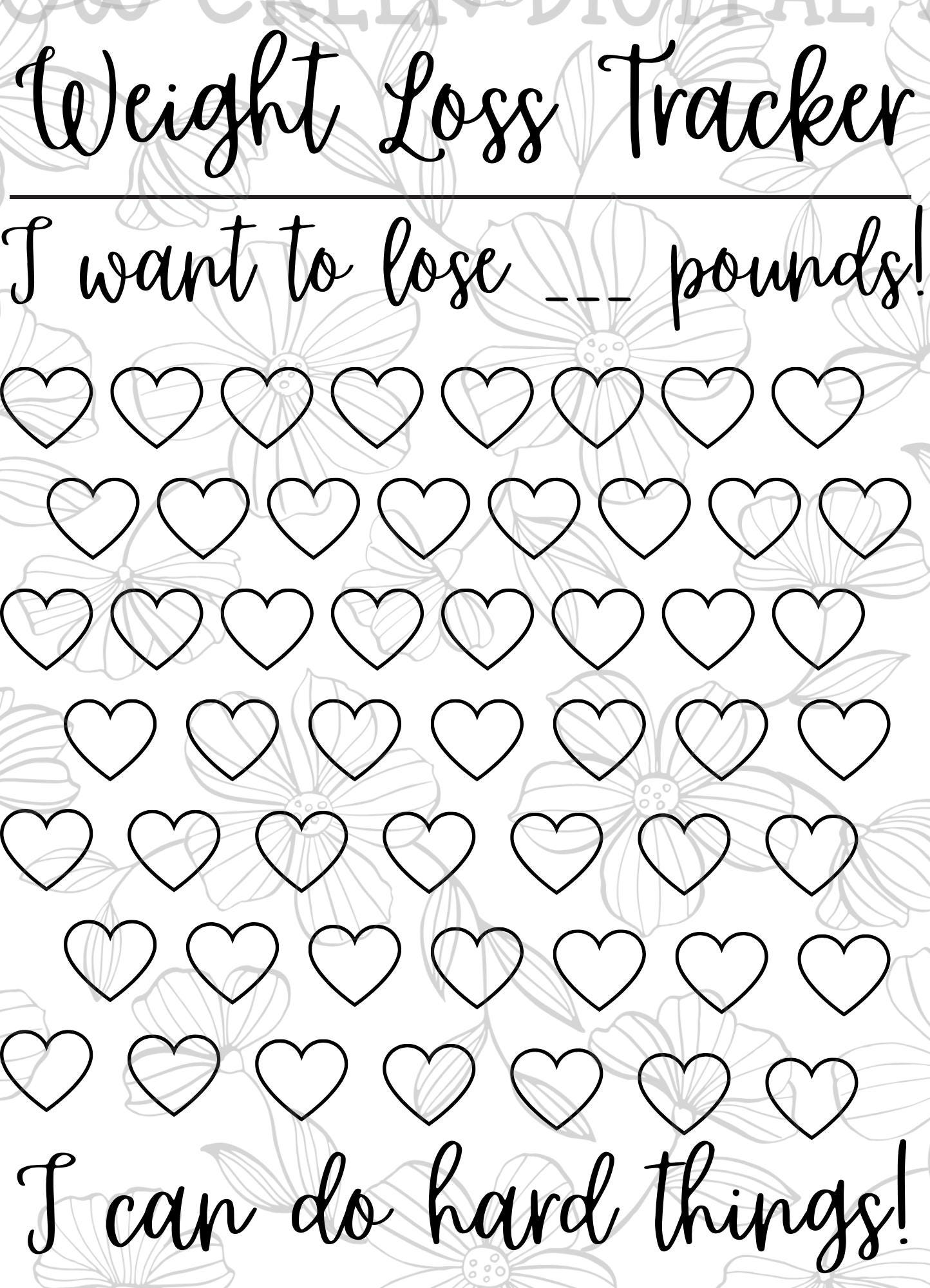 Weight Loss Tracker Printable - Digital Download Only - Cute Girly ...
