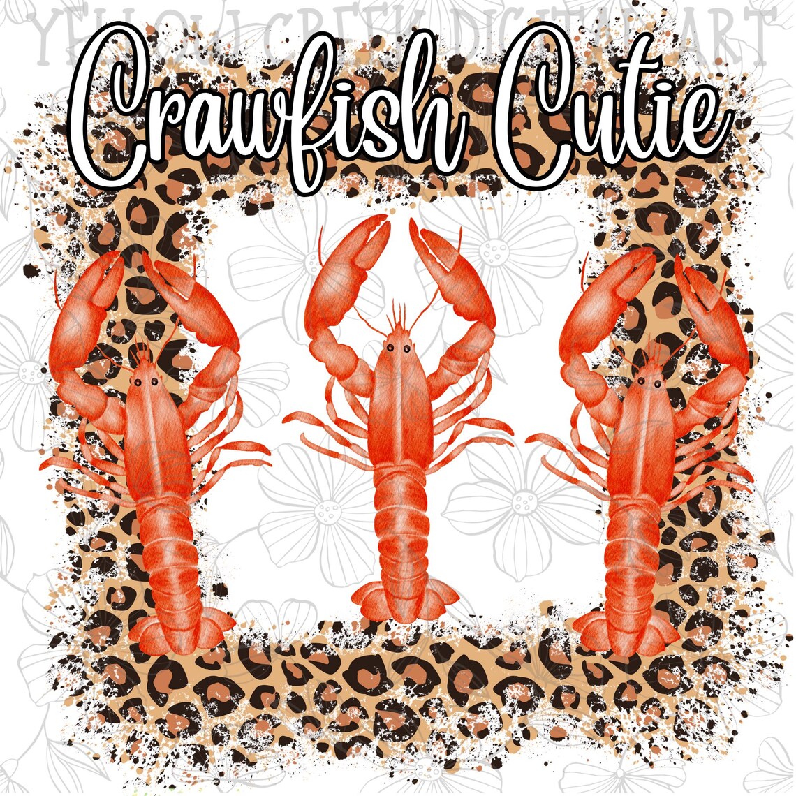 Crawfish Cutie PNG - Digital Download Only - Leopard Print Border Girly ...