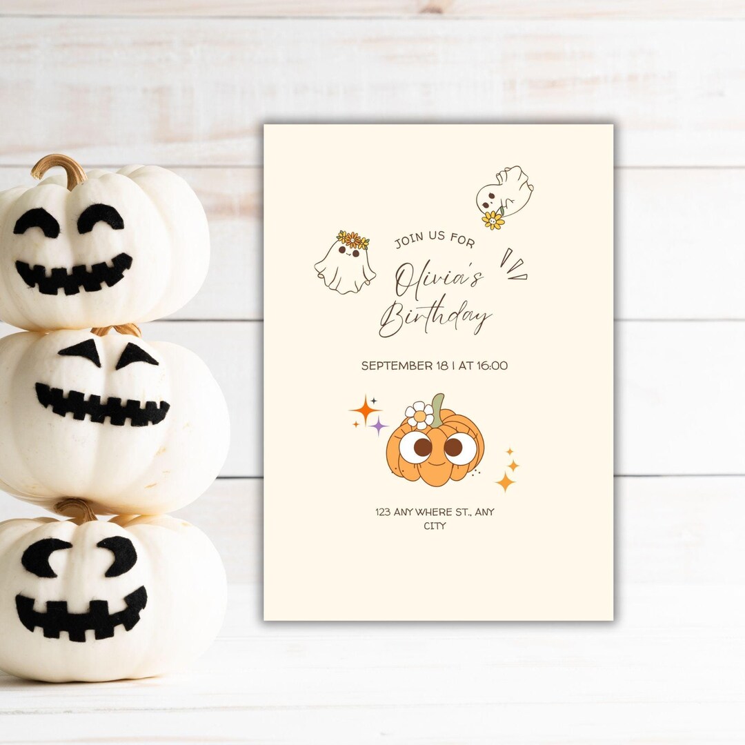 Pumpkin Halloween Kids Party Invitation Editable Halloween Invitation ...