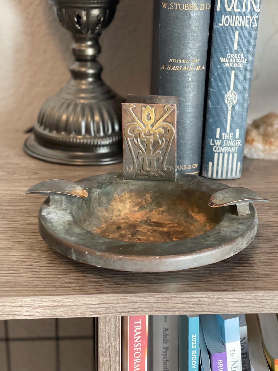 Vintage Silver Crest Bronze Ashtray With Cigar Stand and Match Holder ...