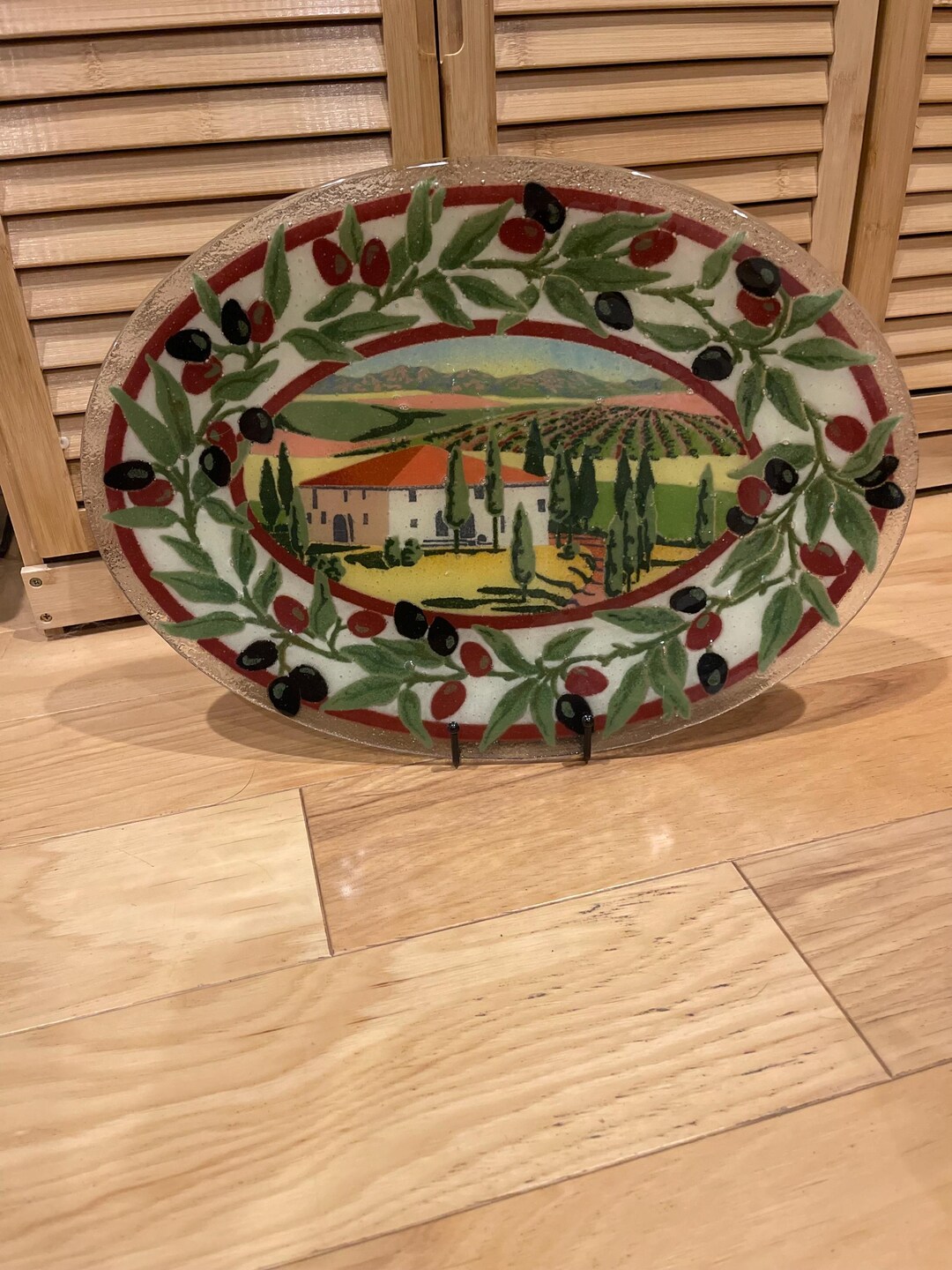 Vintage Peggy Carr Fused Glass Plate Tuscan Village - Etsy