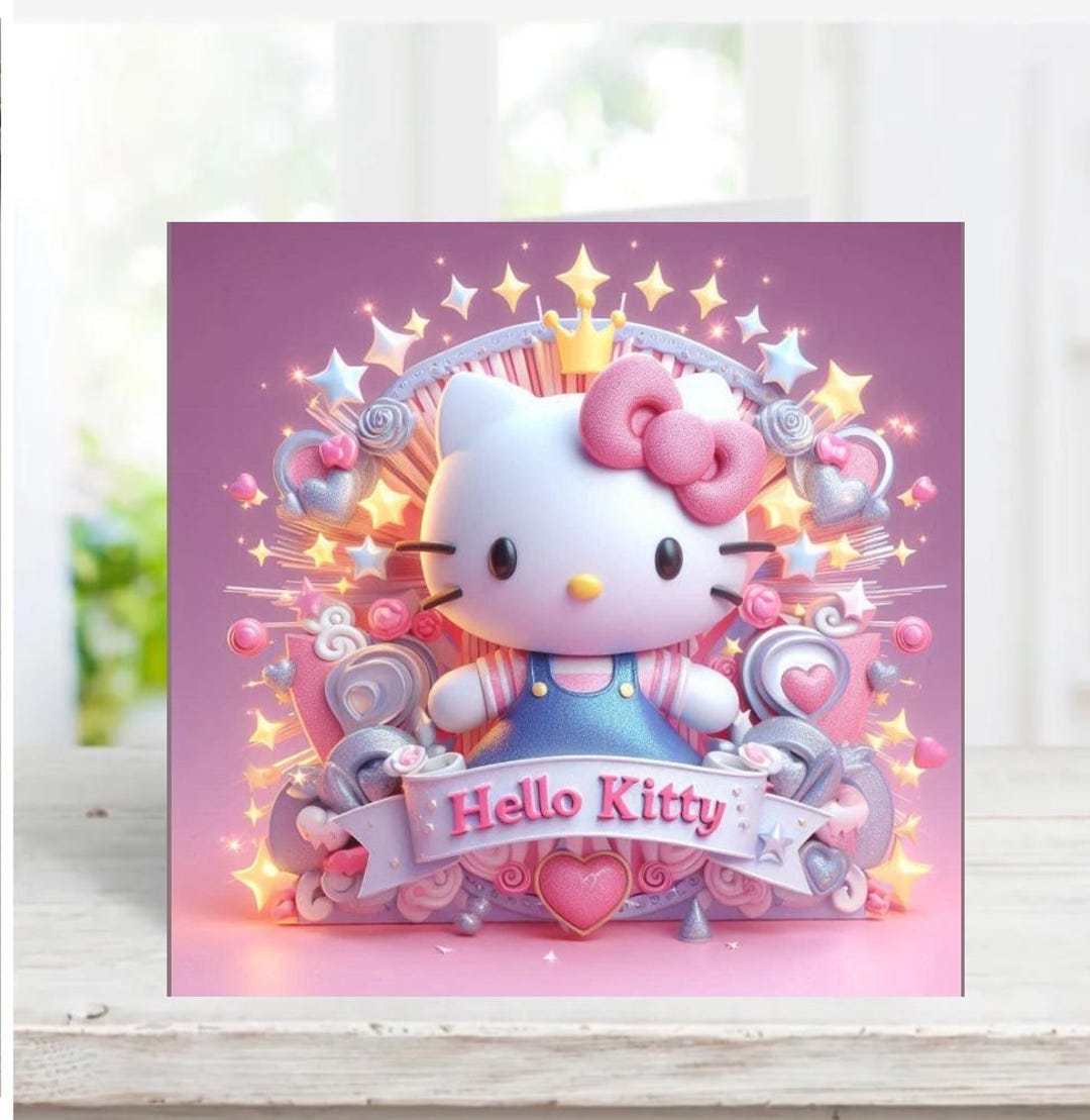 Personalised Hello Kitty Birthday Card, Daughter Birthday Card, Girl Birthday Card, Fan Art ...
