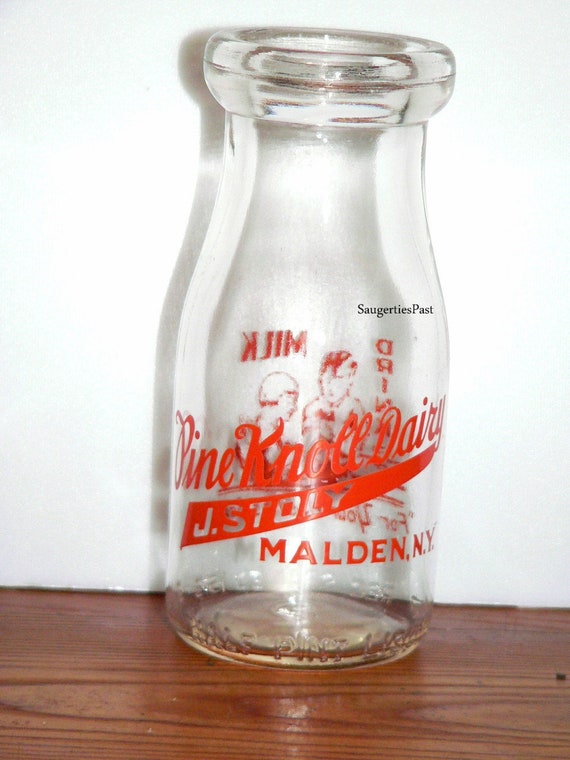 Beautiful 1950s Round Half Pint Size Milk Bottle From J. - Etsy