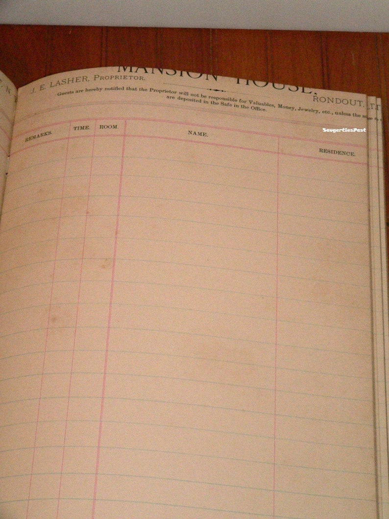 Rare Historic 1800s Hotel Register From the J.E. Lasher Mansion House ...