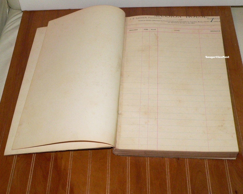 Rare Historic 1800s Hotel Register From the J.E. Lasher Mansion House ...