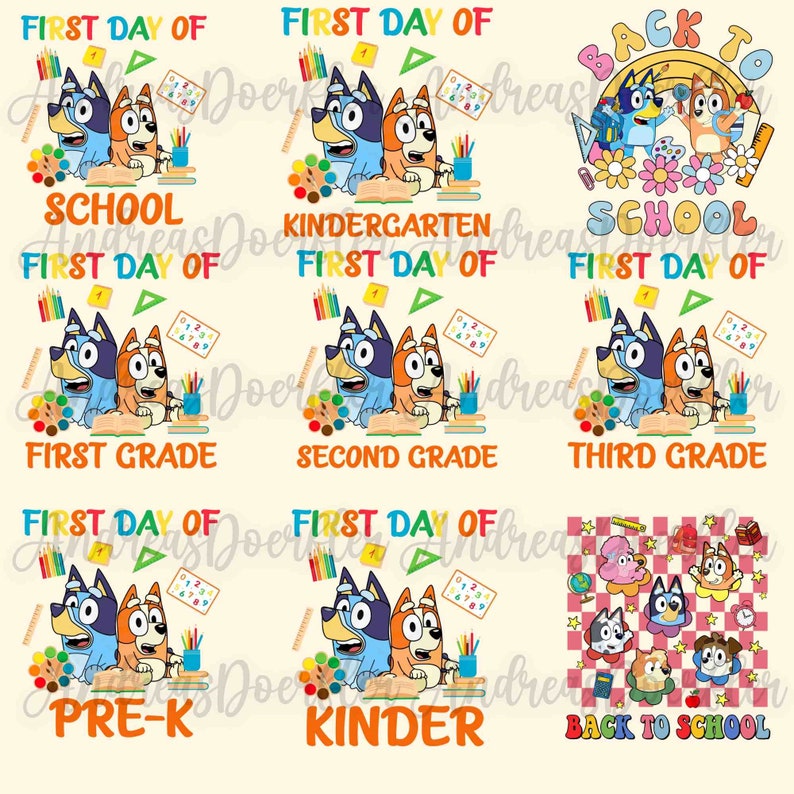 Bluey Back to School PNG Bundle, Teacher Png, First Day of School, Team ...