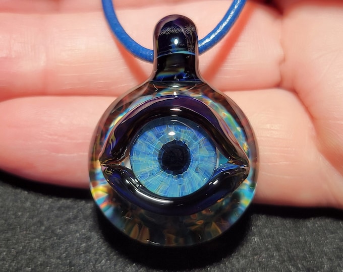 Evil Eye Necklace, Hand Blown Glass Eye Pendant With Realistic Iris. A ...