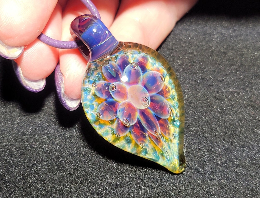 Floral Implosion Pendant Necklace Handmade in Borosilicate Glass ...