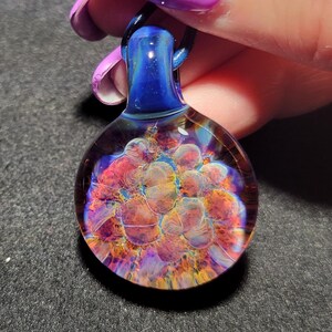 Borosilicate Implosion Pendant, Hand Blown Glass Frit Implosion Necklace Makes a Great Unisex ...