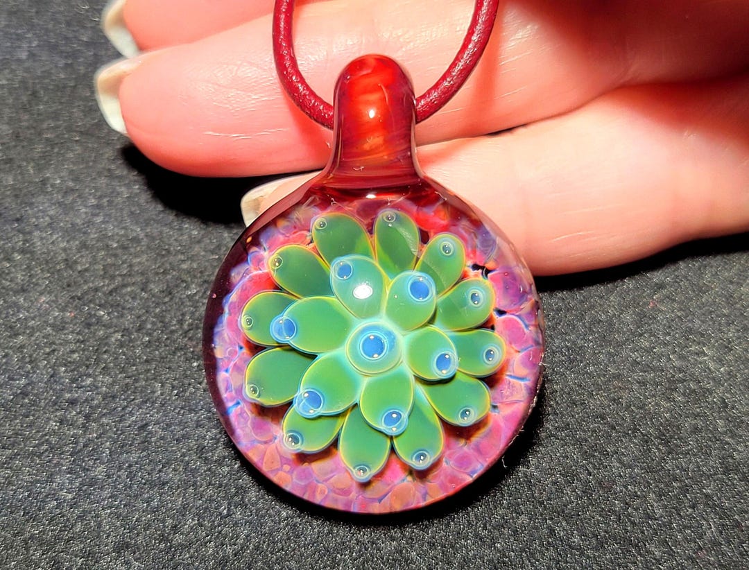 Hand Blown Glass Pendant, Handmade Art Glass Necklace With a ...