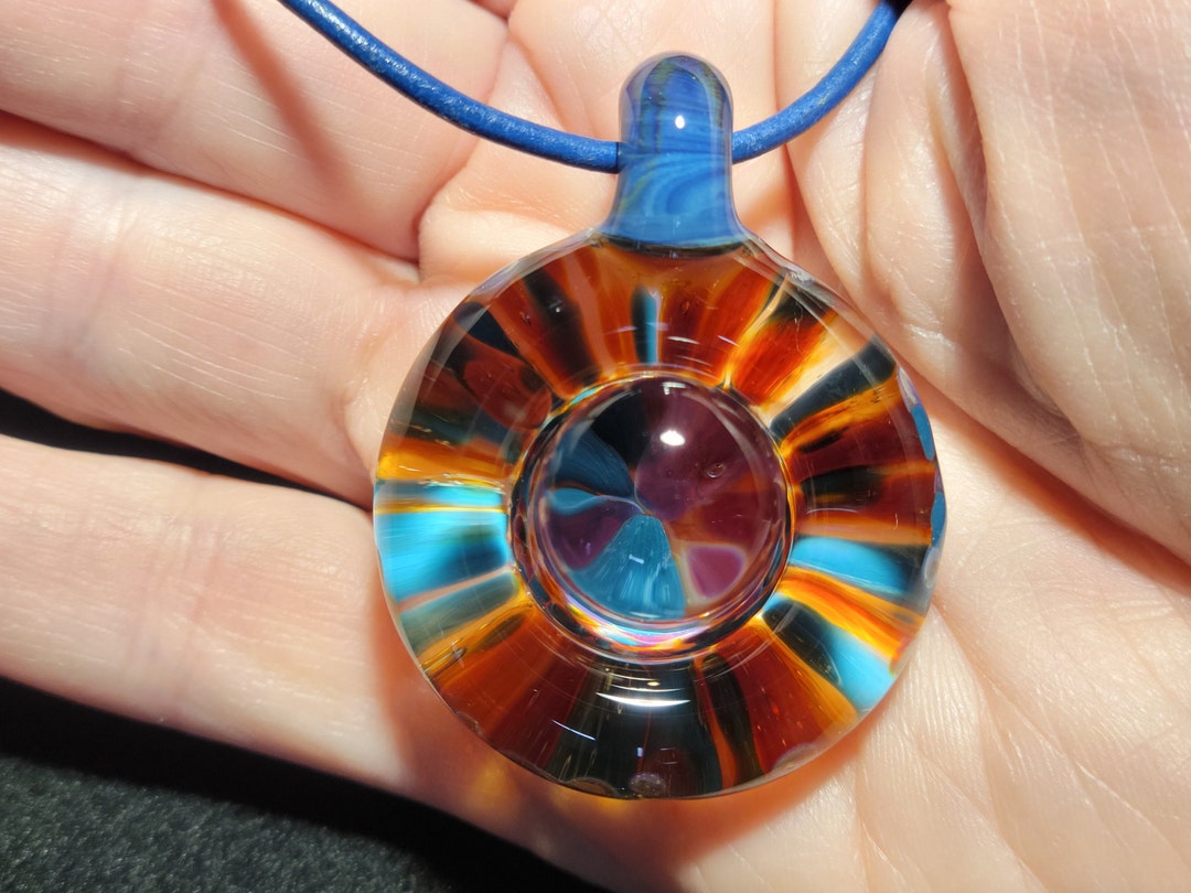 Borosilicate Implosion Pendant, Handmade Blown Glass Radial Implosion ...