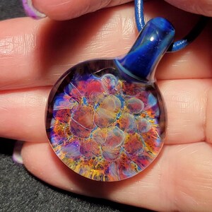 Borosilicate Implosion Pendant, Hand Blown Glass Frit Implosion Necklace Makes a Great Unisex ...