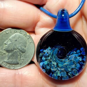 Blue Wave Pendant, Large Hand Blown Glass Implosion Necklace, Under the ...