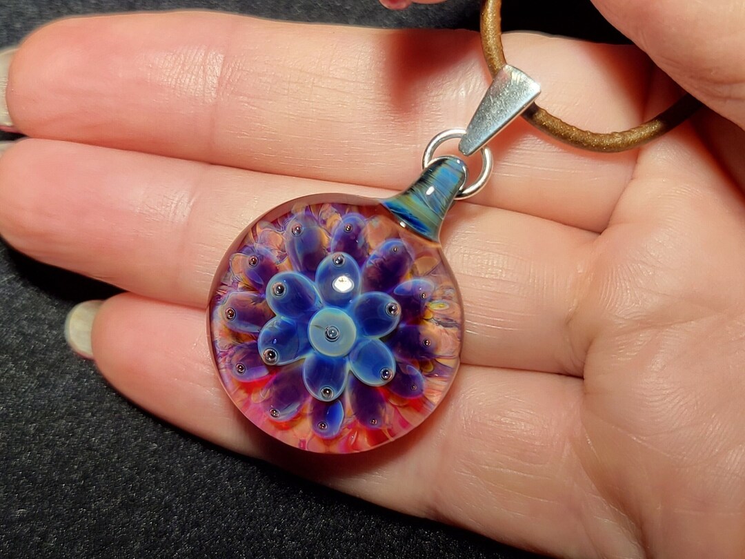 Hand Blown Glass Implosion Pendant Handmade Borosilicate Glass Necklace ...