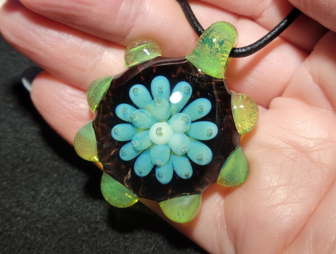 Boro Implosion Pendant Hand Blown Glass With a Black Base With ...