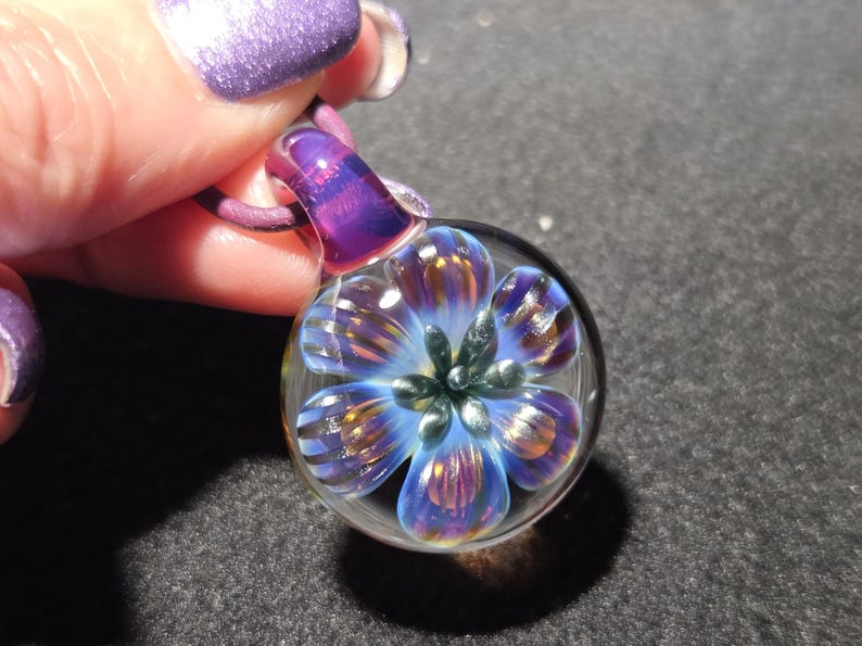 Handmade Glass Flower Pendant. Hand Blown Glass Floral Implosion ...
