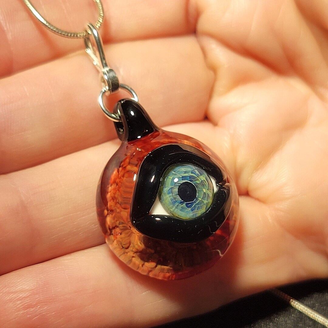 Realistic Blue Glass Eye Pendant Hand Blown Borosilicate - Etsy