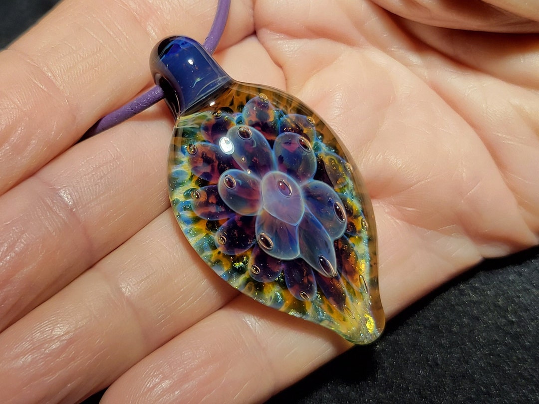 Floral Implosion Pendant Necklace Handmade in Borosilicate Glass ...