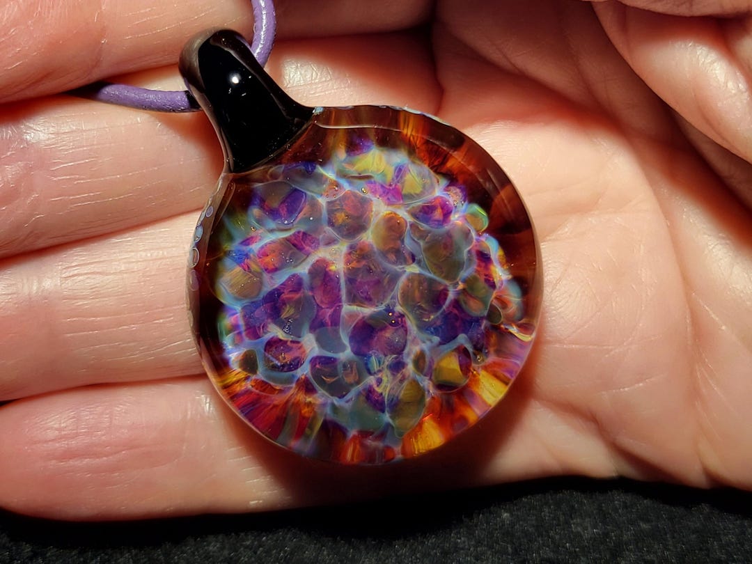 Large Borosilicate Implosion Pendant, Hand Blown Glass Frit Implosion ...