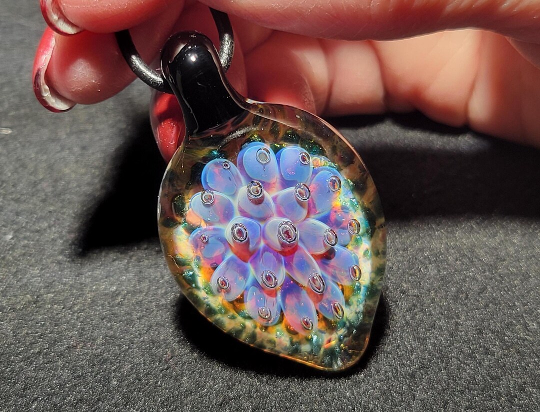 Floral Implosion Pendant Necklace - Handmade in Borosilicate Glass ...